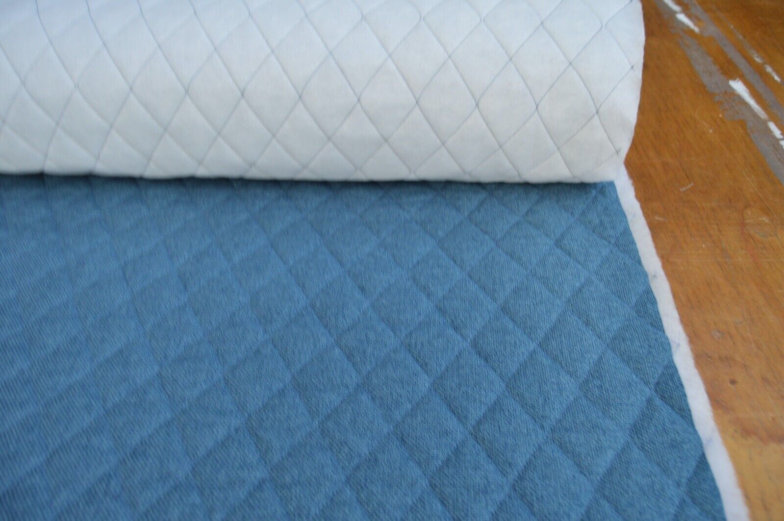 blue weave wadded quilted diamond upholstery fabric robust - Dales Fabrics