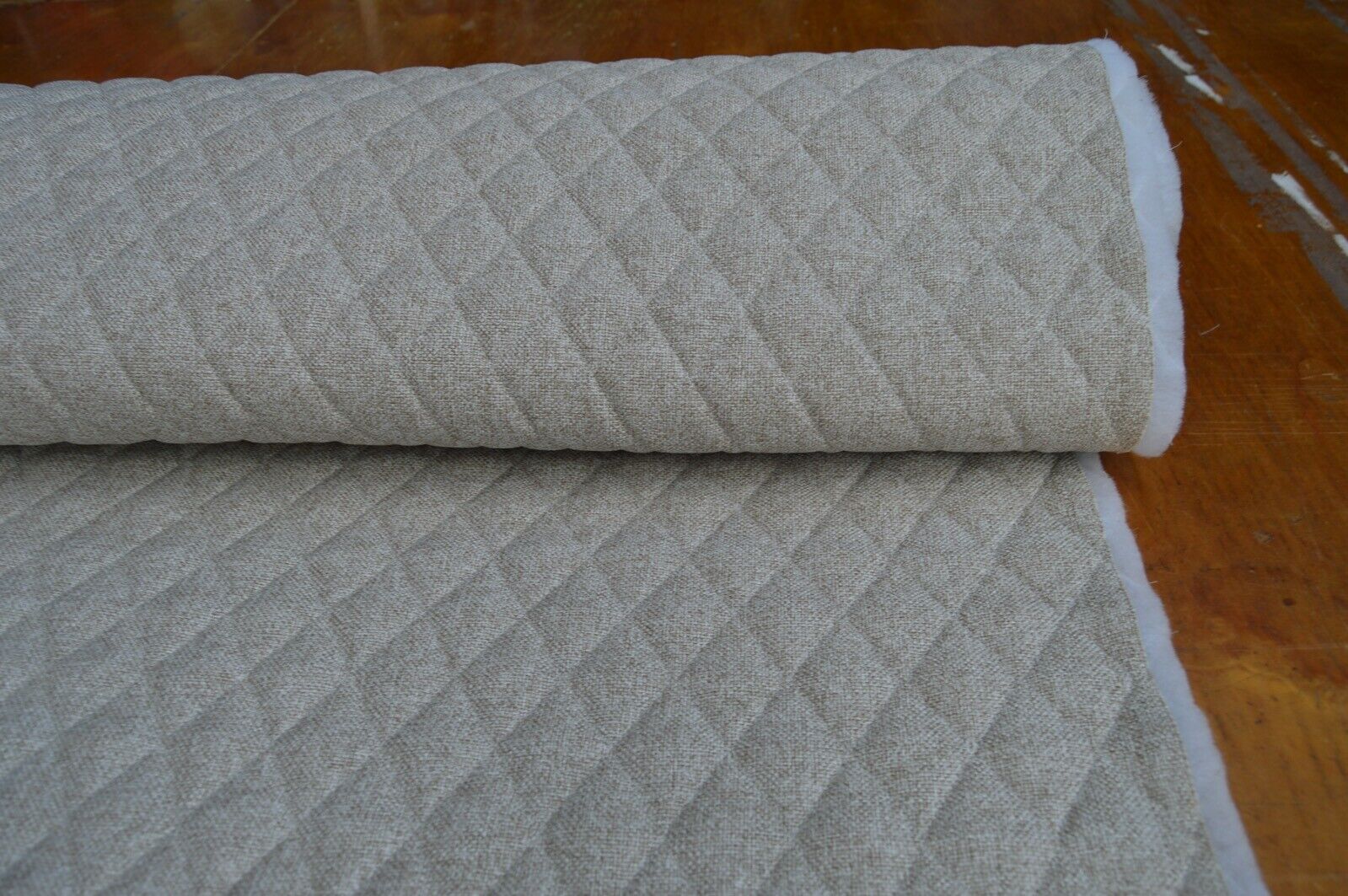 oatmeal weave wadded quilted diamond upholstery fabric robust - Dales ...