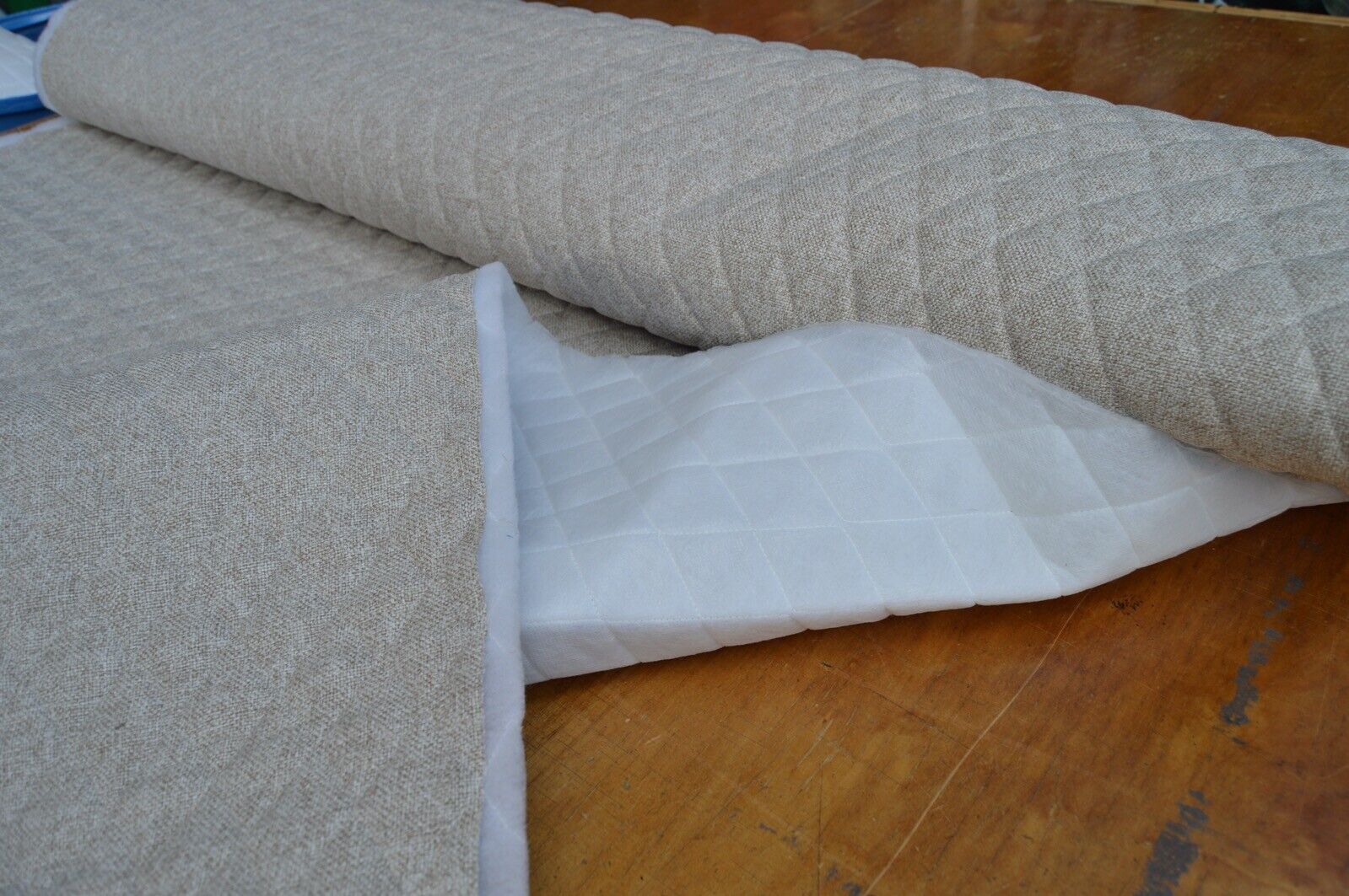 oatmeal weave wadded quilted diamond upholstery fabric robust - Dales ...