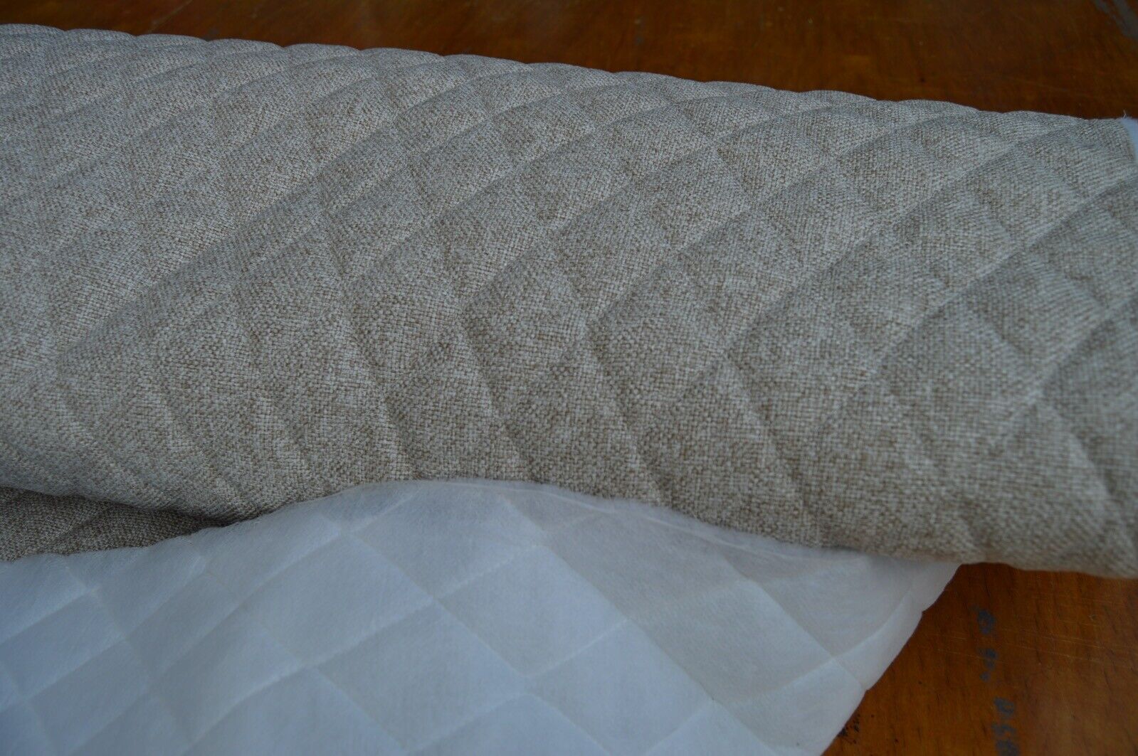 oatmeal weave wadded quilted diamond upholstery fabric robust - Dales ...