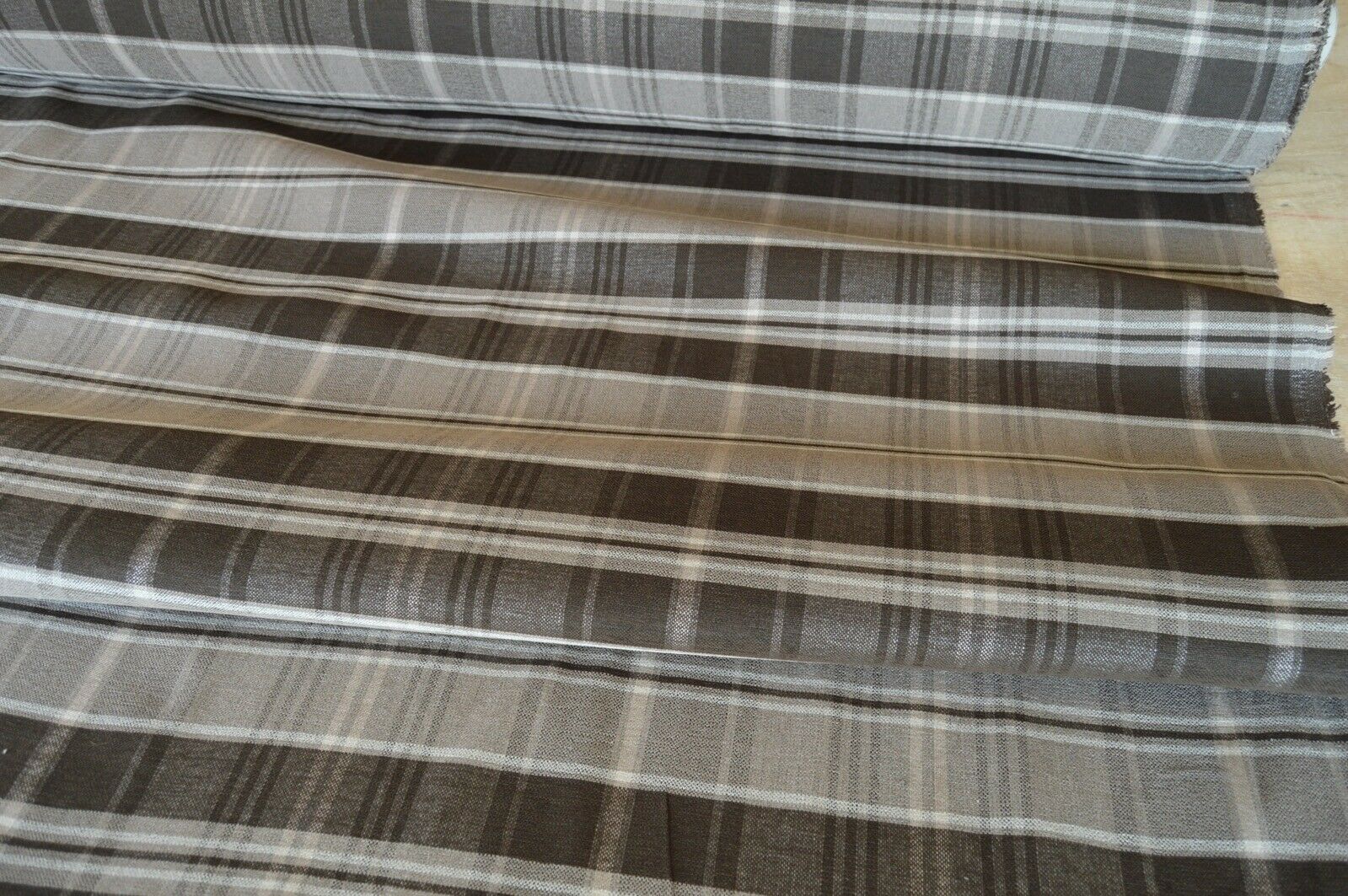 upholstery fabric brown shades checked design weave material robust ...