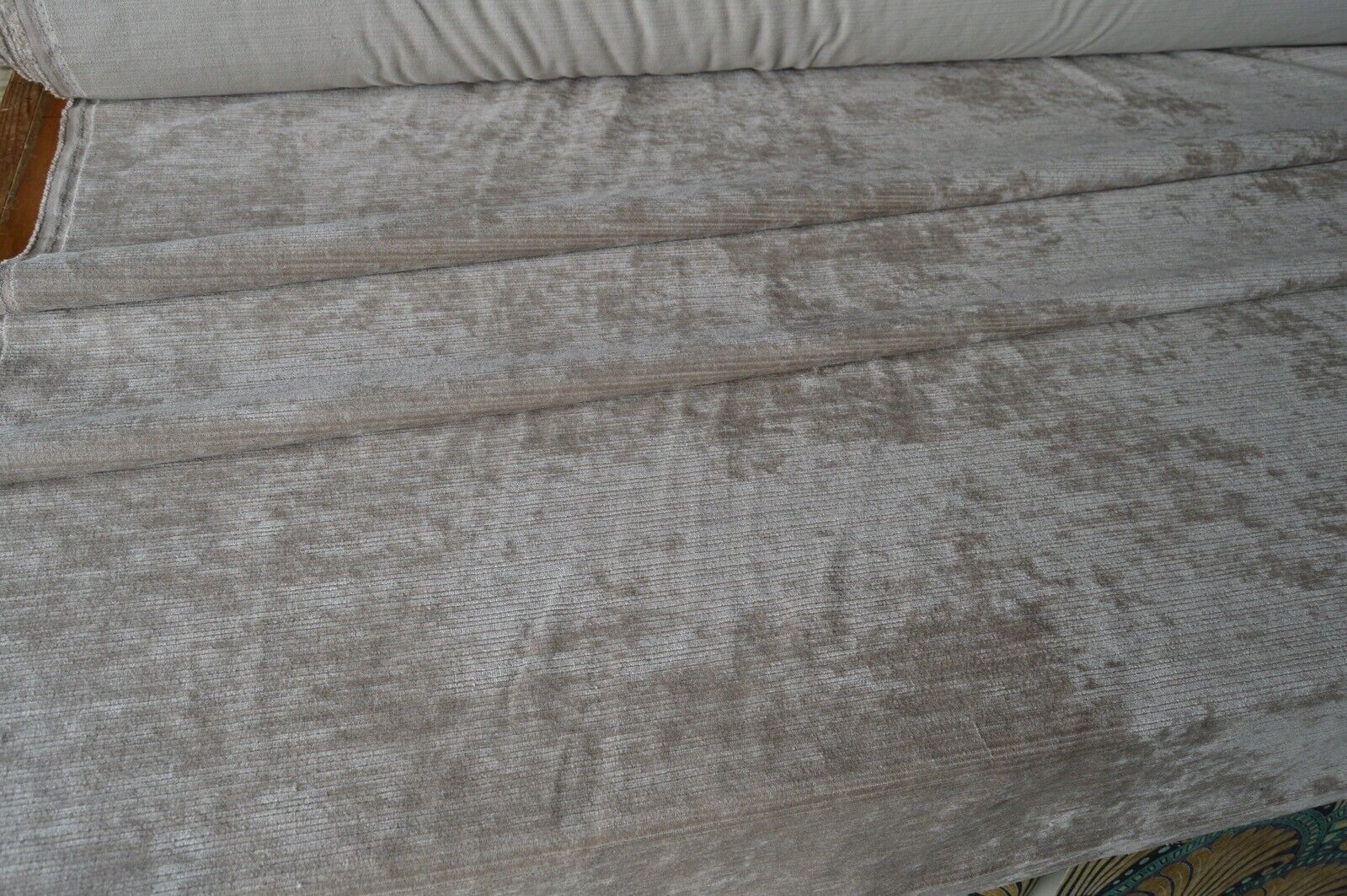 upholstery fabric mink velvety chenille rib effect hint textured robust ...