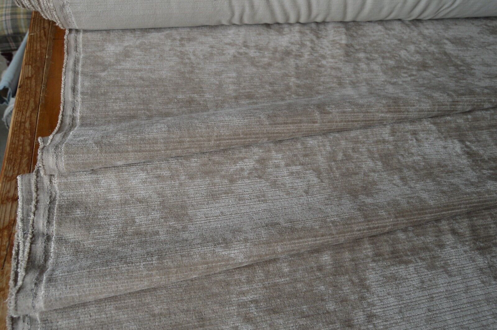 upholstery fabric mink velvety chenille rib effect hint textured robust ...