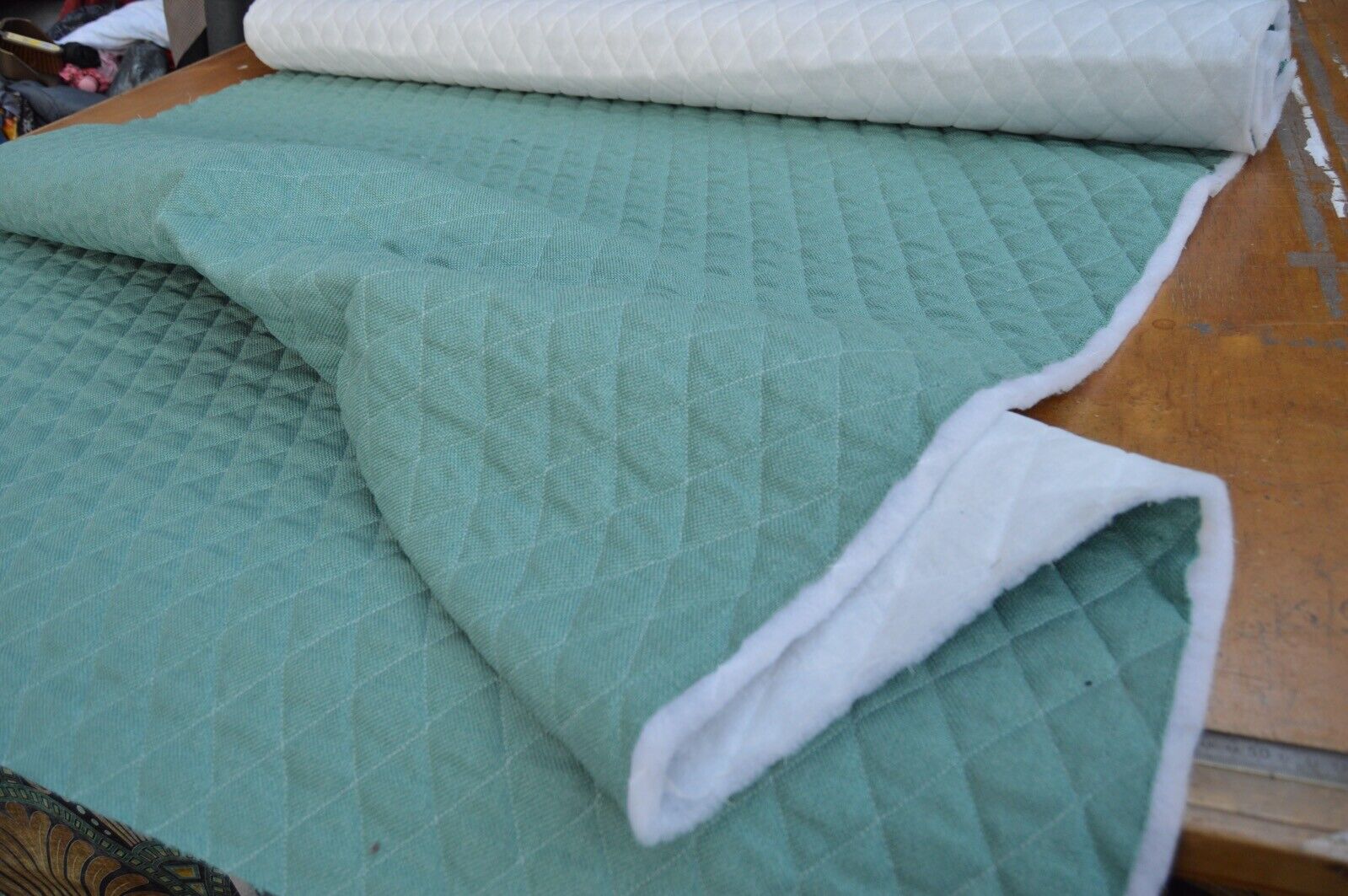 green turquoise weave wadded quilted diamond upholstery fabric robust ...