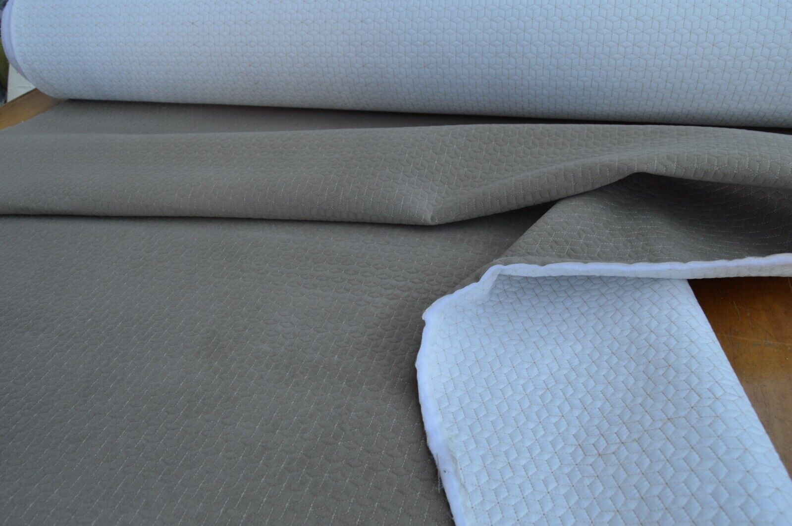 Quilted upholstery fabric robust mink velvety geometric stitch design ...