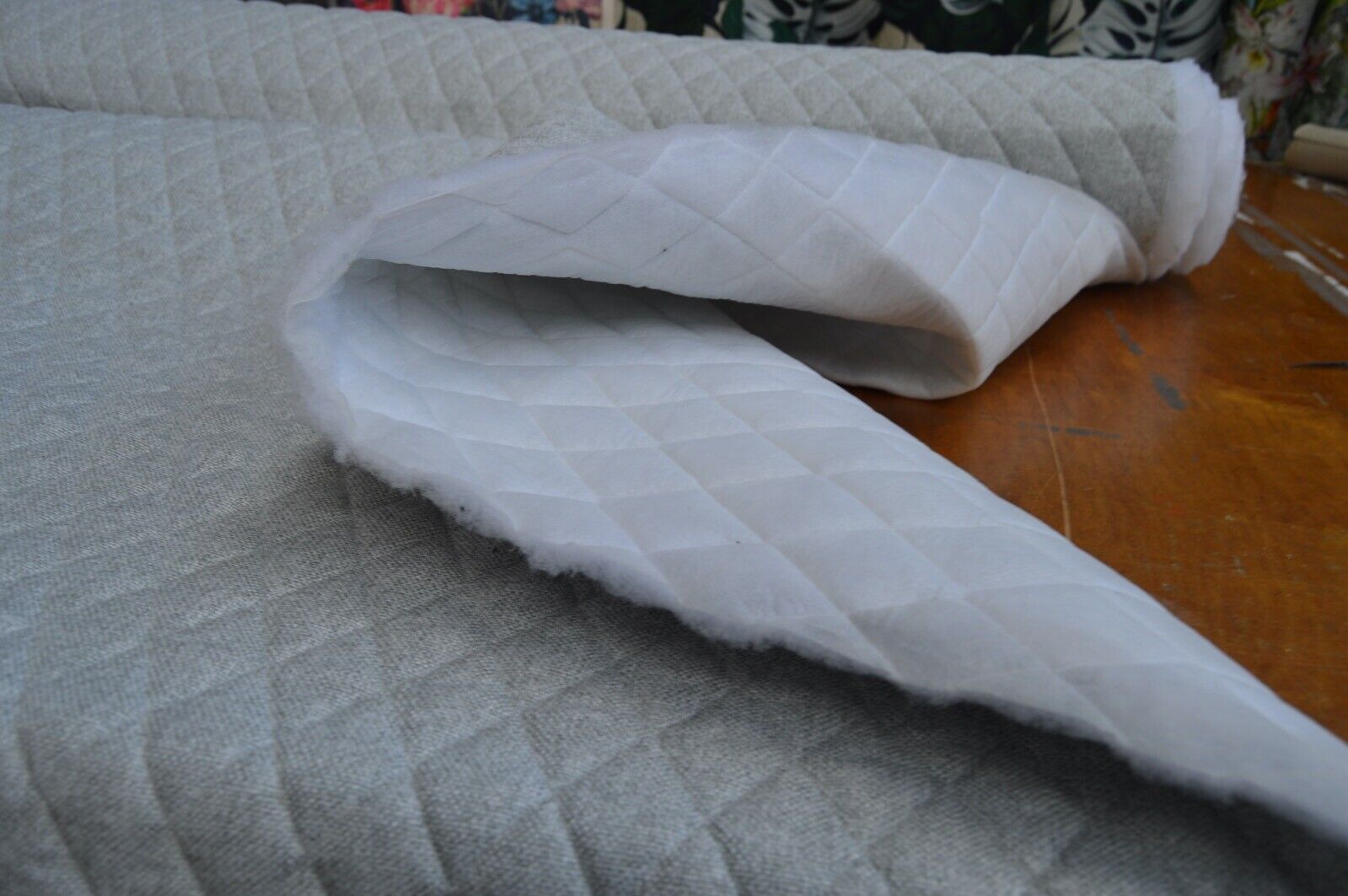 light grey weave wadded quilted diamond upholstery fabric robust ...