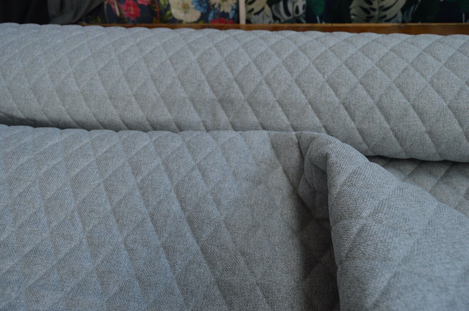 light grey weave wadded quilted diamond upholstery fabric robust ...