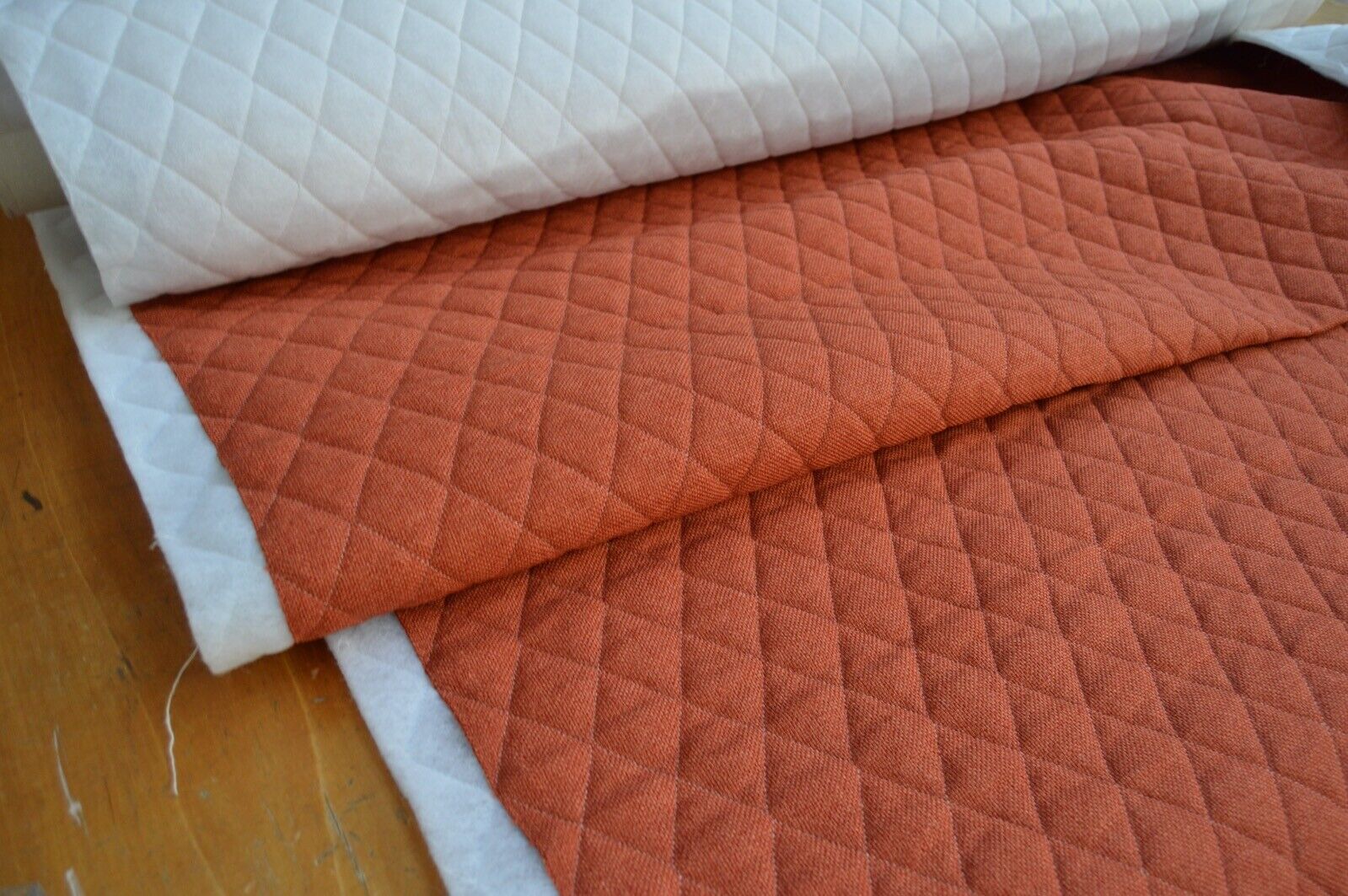 burnt orange weave wadded quilted diamond upholstery fabric robust ...