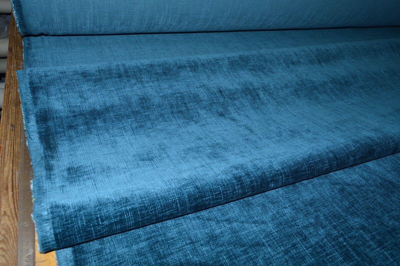 upholstery fabric teal peacock blue chenille robust durable - Dales Fabrics