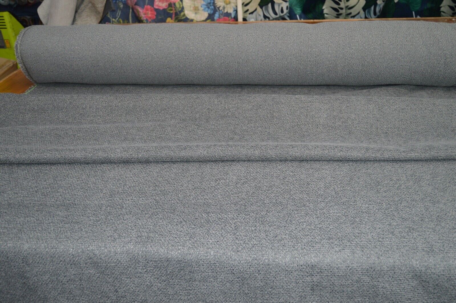 upholstery fabric charcoal grey textured chenille material robust ...