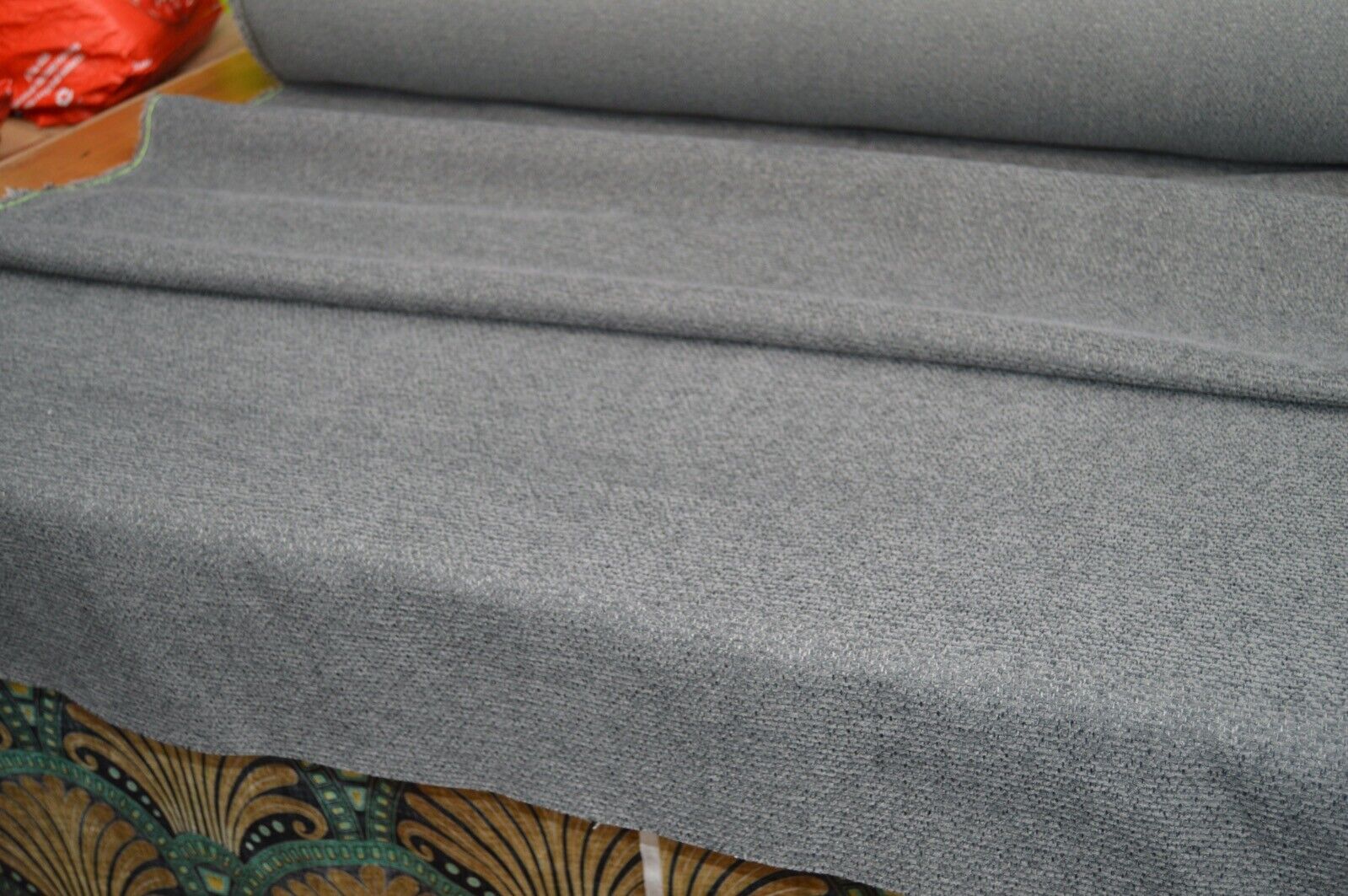 upholstery fabric charcoal grey textured chenille material robust ...