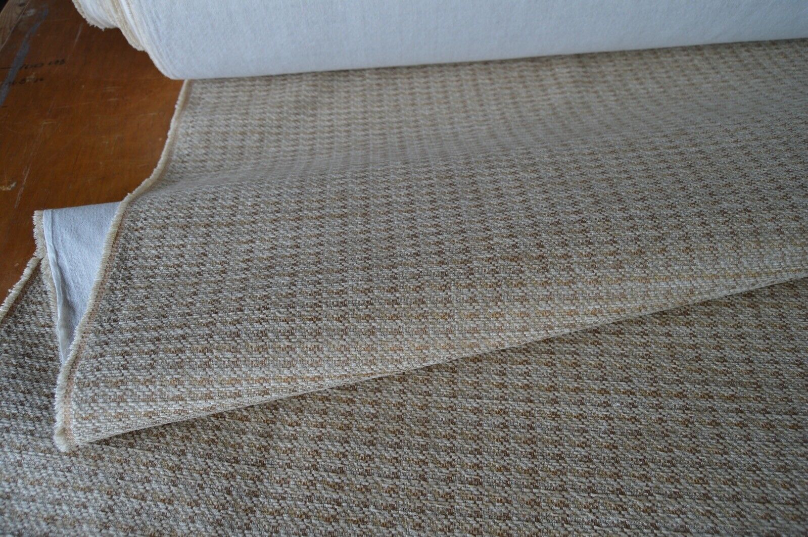 upholstery fabric Autumn tweed chenille beige red fleck robust durable ...