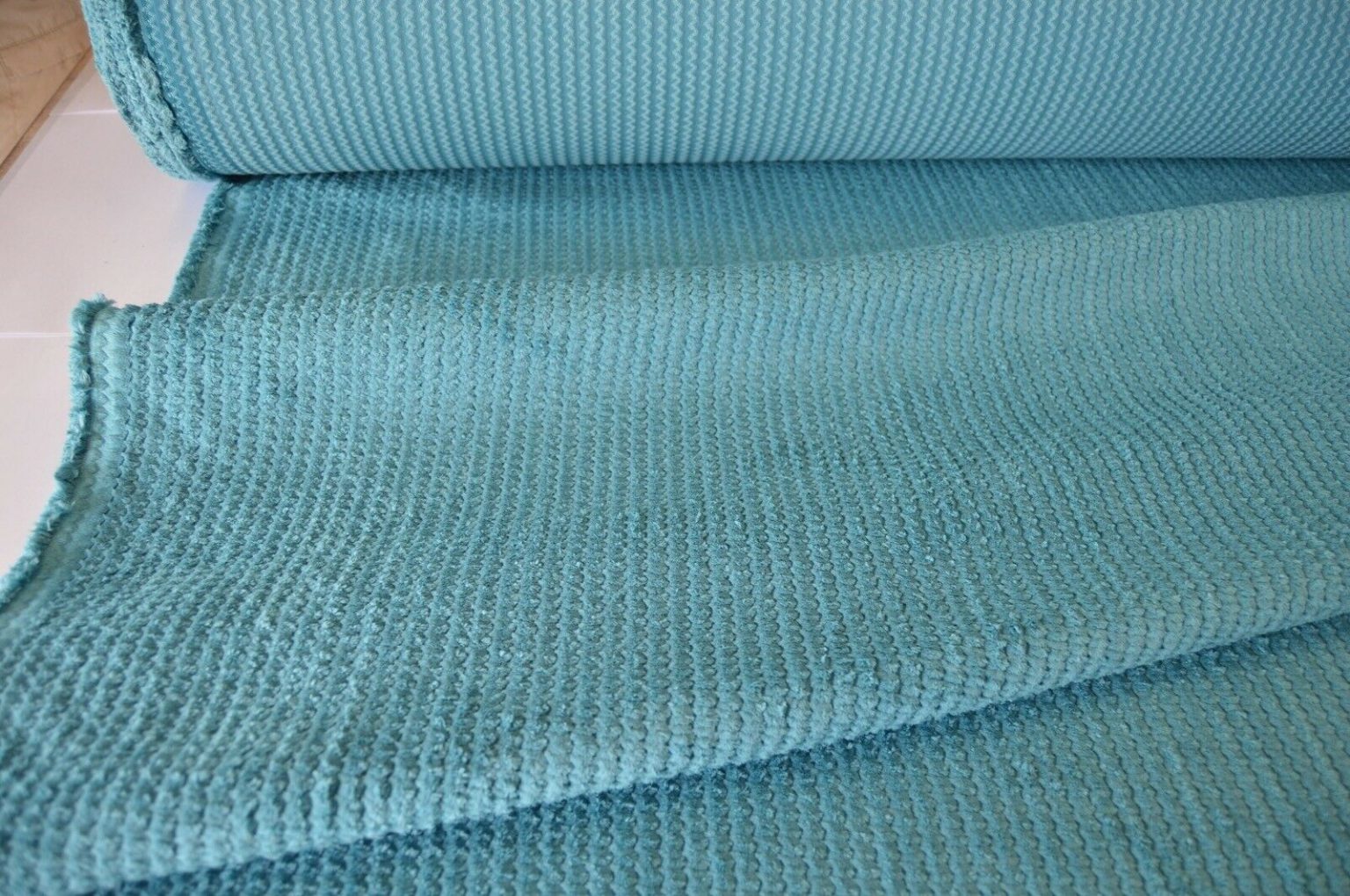 teal blue upholstery fabric cord style super soft feel textured thick ...